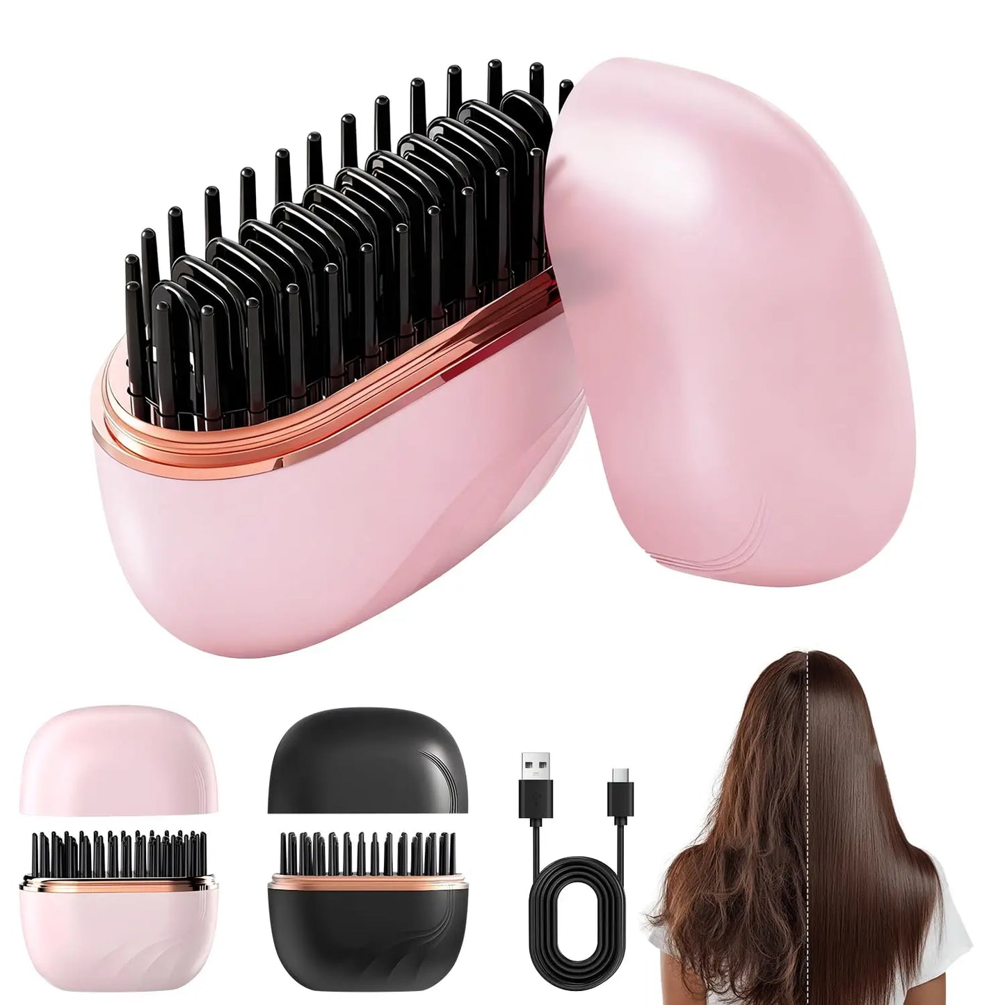 Mini Rechargeable Portable Hair Straightener Brush/Straighteners – Lux ...